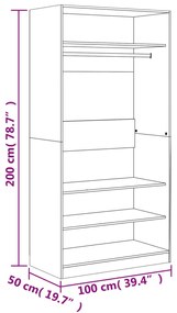 Šatní skříň hnědý dub 100 x 50 x 200 cm kompozitní dřevo,  826616