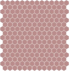 Hisbalit Skleněná mozaika růžová Mozaika 166A SATINATO hexagony 2,3x2,6 (33,33x33,33) cm - HEX166ALH