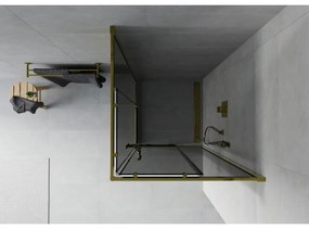 Mexen Rio, čtvercový sprchový kout s posuvnými dveřmi 80 (dveře) x 80 (dveře) x 190 cm, 5mm šedé sklo, zlatý profil, 860-080-080-50-40