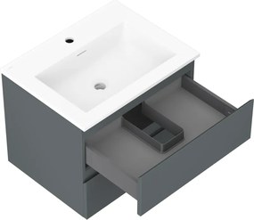 Mexen Orio, koupelnová skříňka 60 cm s umyvadlem Otis, 2 zásuvky, grafitová matná/bílá matná, 91A10-06047-2-BFF66-W18M01