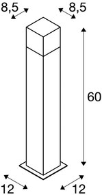 SLV 231225 Grafit, hranatý venkovní sloupek, 1x11W E27, antracit, výška 60cm, IP44