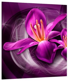Moderní fialový obraz květů (30x30 cm)