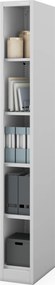 Úzký kovový regál, archivační na dokumenty šedý: TIM 250 x 1950 x 450 mm
