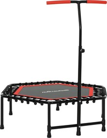 SPORTNOW Fitness Trampolína 114x114x132 cm, Elastická Postel, Fitness s Nastavitelným 3úrovňovým Řídítkem, Ocelový Rám pro Cvičení nohou a Těla Doma,