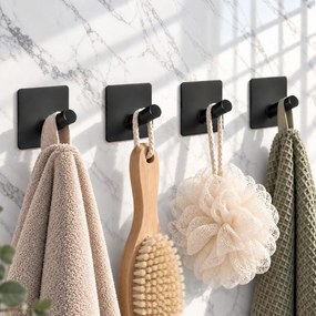 Erga Midi, samolepící háčky na ručníky bez vrtání, 4 ks, 4,5 × 4,5 cm, černá matná, ERG-YKA-CH.MIDI4-BLK