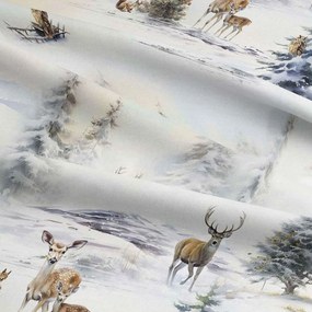 Perkálové bavlněné francouzské povlečení Vánoce v přírodě Velikost: 220 x 200 + 2 x 70 x 90