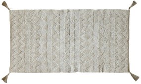 Béžový jutovo-bavlněný koberec se vzorem a střapci Juo - 70*150 cm
