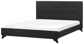 Čalouněná černá postel 160x200 cm AMBASSADOR Beliani