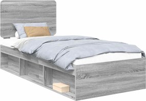 Rám postele s čelo Šedá Sonoma 90 x 190 cm Masivní borové dřevo 3412547
