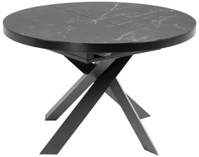 OnaDnes -20% Černý mramorový rozkládací jídelní stůl Kave Home Vashti 120 - 160 cm