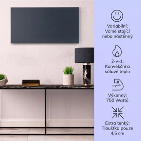 Klarstein Taal Smart, infračervený ohřívač, hybridní, 105 x 56 cm, 750 W, týdenní časovač, IP24
