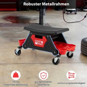 Costway Pojízdná stolička pro mechaniky Těžká dílenská stolička na kolečkách