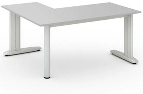Rohový kancelářský psací stůl PRIMO FLEXIBLE, 1600 x 1400 mm, šedá