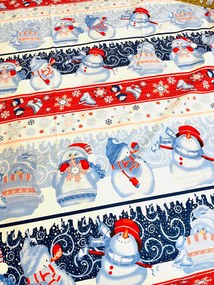 Povlečení bavlněné Vánoční Snowman modrý TiaHome - 1x Polštář 90x70cm, 1x Přikrývka 140x200cm