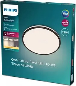 Philips Ozziet CL570 22W černá / LED stropní svítidlo / 2300lm / 2700K