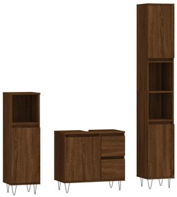 3dílný set koupelnového nábytku hnědý dub kompozitní dřevo,  3190228
