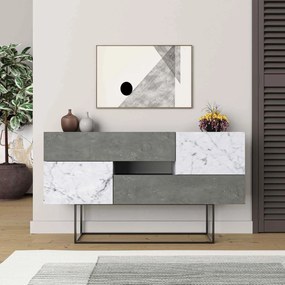 Luxusní konzolový stolek LUCIA, retro šedá / bílý Carrara