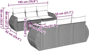 7dílná zahradní sedací souprava s poduškami černá polyratan 3253443