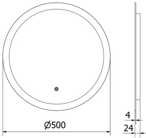 Mexen Oro, kulaté LED podsvícené koupelnové zrcadlo 50 cm, 6000K, topná podložka proti zamlžování, 9824-050-050-611-00