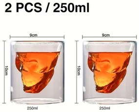 Panákové sklenice ve tvaru lebky Set: 2 ks 250 ml