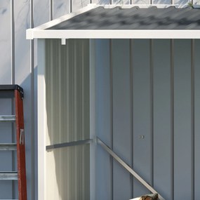 Outsunny Galvanizovaný Ocelový Přípravek na Dřevo se Šikmou Střechou pro Zahradní Terasu Exteriér 185x84x133,5/148,5 cm Šedý
