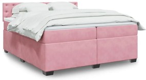 Box spring postel s matrací růžová 200x200 cm samet 3286419