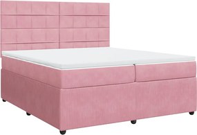 Box spring postel s matrací růžová 200x200 cm samet 3292435
