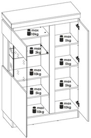 Nízká vitrína Corte, dub coast/tmavě šedá