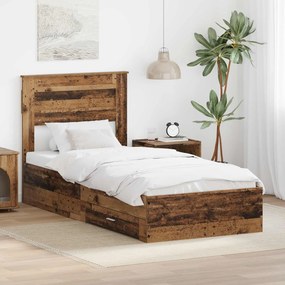Rám postele s čelo Staré dřevo 90 x 190 cm Kompozitní dřevo 3410033
