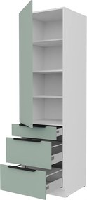 ARIA sb | vysoká skříňka 60 DKS-210 3S1F potravinová | UNI DVÍŘKA | 60 cm | PREMIUM BOX | bílá/aquamarine