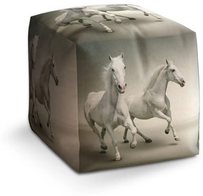 Sablio Taburet Cube Dva bílí koně: 40x40x40 cm