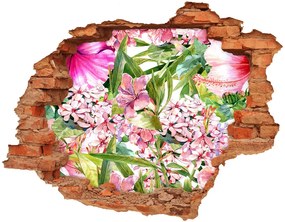 Wallmuralia Nálepka 3D díra na zeď Květinový vzor 90x70 cm