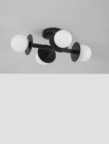 Bílé/černé kovové stropní svítidlo se skleněným stínidlem 37x51 cm Pielo – Nova Luce