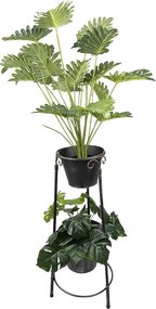 Černý antik kovový stojan na 2květináče - 35*33*79 cm