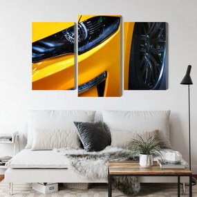 Vícedílný obraz Přední Část Žlutého Sportovního Vozu Nedostatek Nedostatek Přírodní plátno 180x120