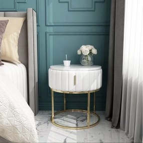 Noční stolek CORALINA s luxusním čalouněním Bílá