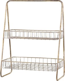 Bronzový antik dekorační kovový etažér Fil de Fer Basket - 23*41*55cm