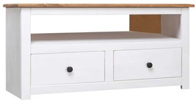 Rohová TV skříňka bílá 93x49x49 cm masivní borovice řada Panama 282687