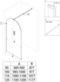 Rea Heaven, sprchová zástěna Walk-in 110 cm, měděná matná, REA-K6688