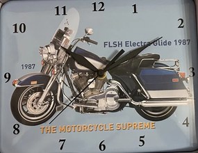 Plechové hodiny na zeď FLSH Electra Glide 1987 Harley