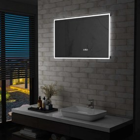 vidaXL Koupelnové LED zrcadlo dotykový senzor zobrazení času 100x60 cm