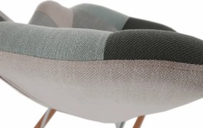 Houpací křeslo, zelená-bílá patchwork/bílá/buk, GERON