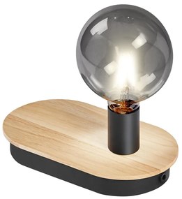 Ledvance - Dotyková stolní lampa s USB konektorem DECOR WOOD 1xE27/8W/230V P227509