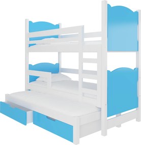 ADRK Furniture Patrová postel pro tři osoby s matracemi LETICIA CH-Let-W+BL-D033
