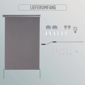 Outsunny vertikální markýza na balkón 120 x 200 cm, vertikální markýza, zástěna proti větru s ruční klikou v šedé barvě | Aosom.de