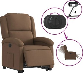Elektrické zvedací polohovací křeslo hnědé textil 3204192