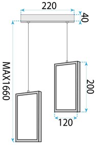 Toolight Toolight, LED závěsné osvětlení, 12W, 3000K, 3500lm, LHJ086-2CP, zlatá, OSW-50061