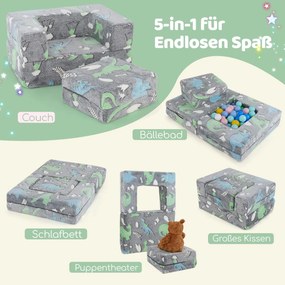 Costway Modular dětská pohovka Glow in Dark Play Sofa Modular Sofa, šedá