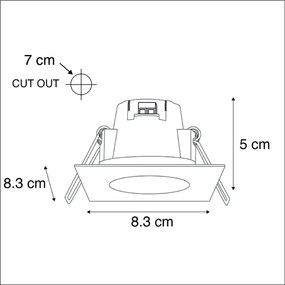 Sada 3 čtvercových ocelových zapuštěných reflektorů včetně LED IP65 - Simply