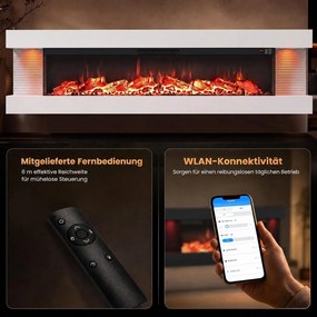 Costway Třístranný elektrický krb 152 cm s LED, 750/1500 W, bílý